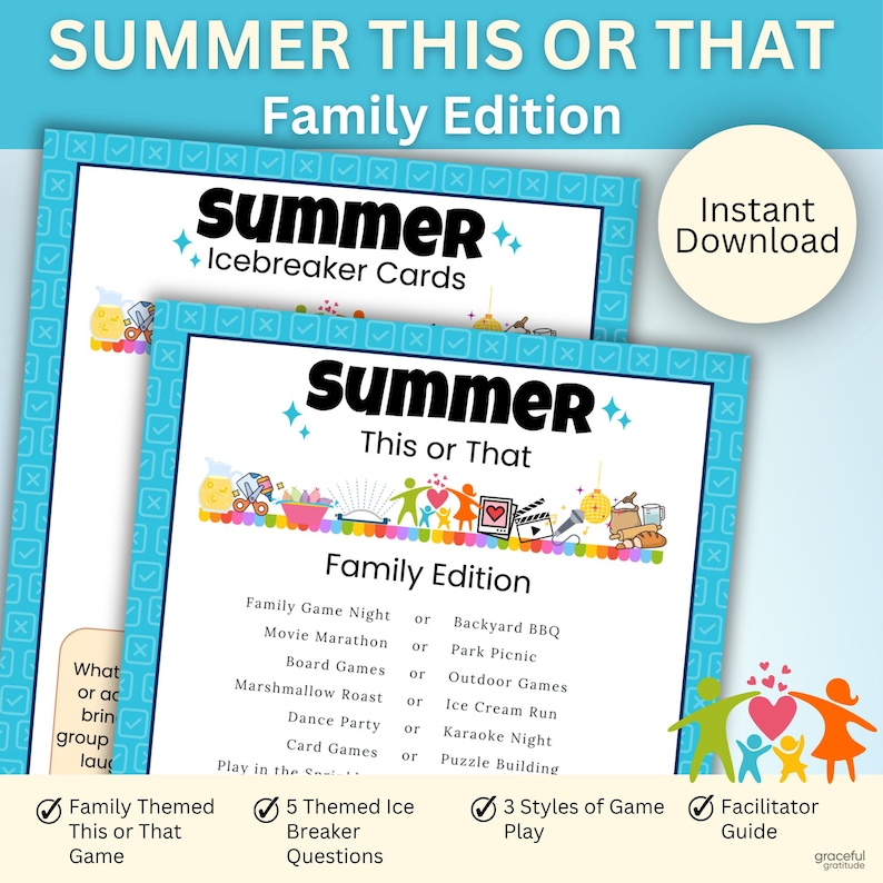 Family This or That Printable Game - Summer Party Game for Kids, Adults ...