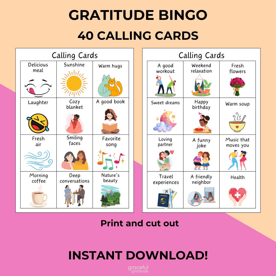 Group Gratitude Bingo Printable Mindfulness Activity Instant Download ...