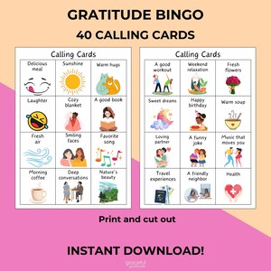 Group Gratitude Bingo Printable Mindfulness Activity Instant Download ...