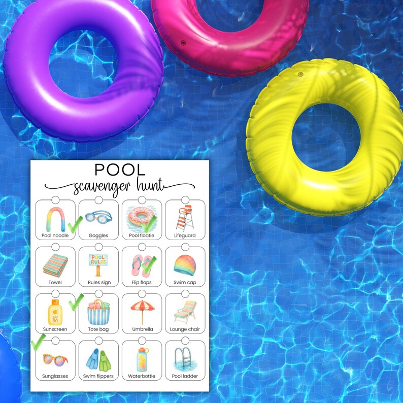 Pool Scavenger Hunt Printable – Summer Kids Activity | Pool Party Game ...