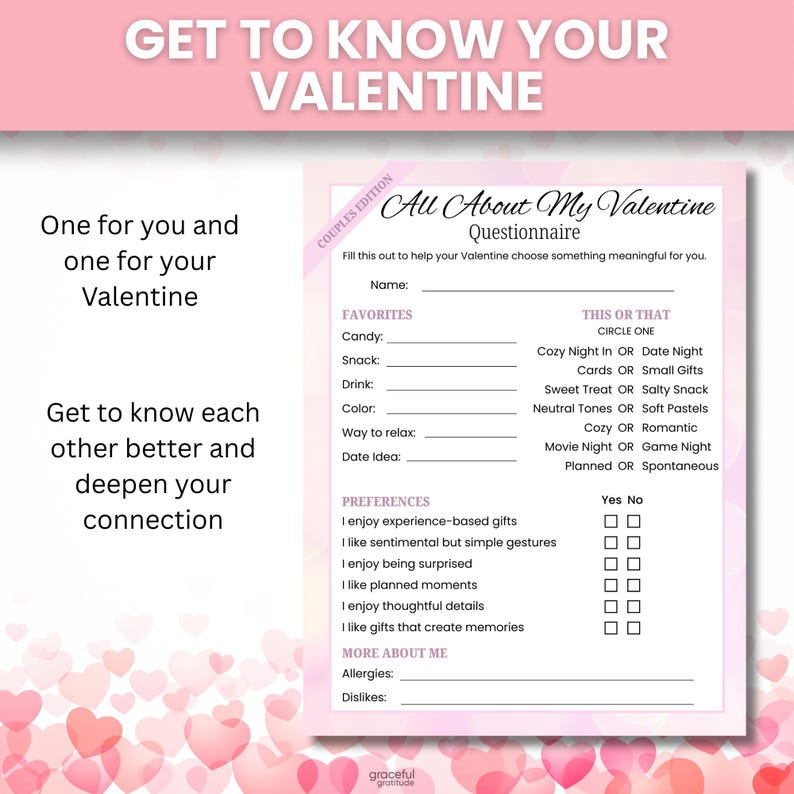 All About My Valentine Printable | Couples Edition Valentine Activity ...