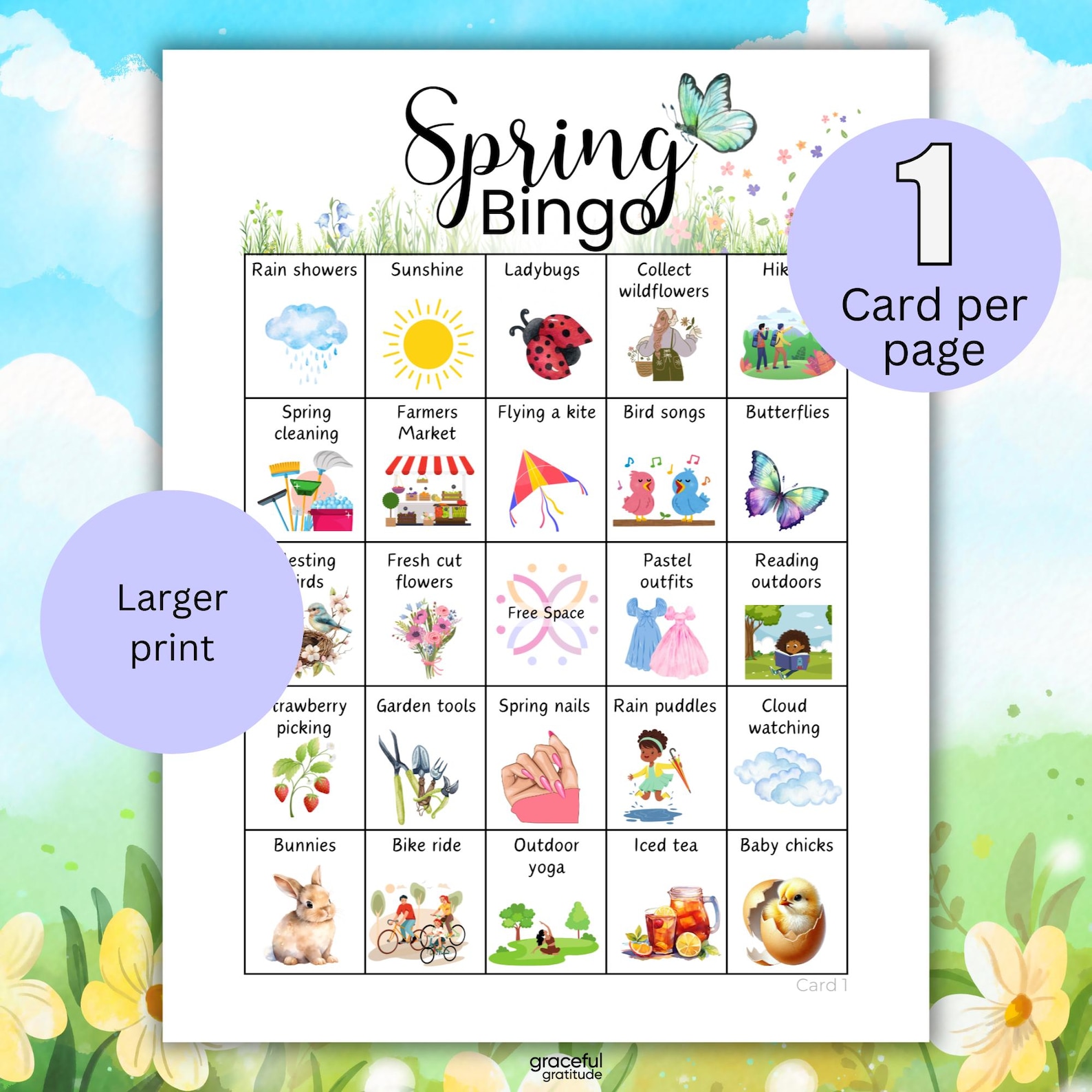 Spring Bingo, 30 Printable Spring Bingo Cards, Spring Party Game ...