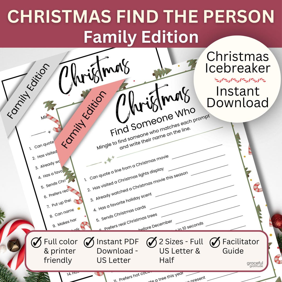 Christmas Icebreaker Family Edition | Holiday Games for Family | Mingle ...