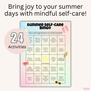 Summer Self-care Bingo Tracker | Printable Mindfulness Game | Personal ...