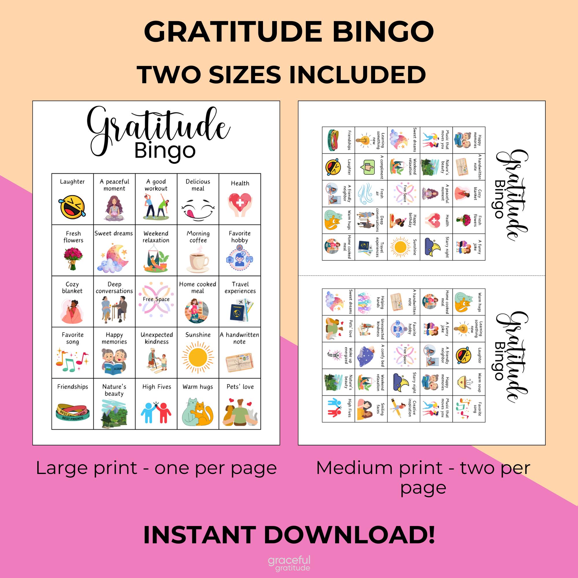 Group Gratitude Bingo Printable Mindfulness Activity Instant Download ...