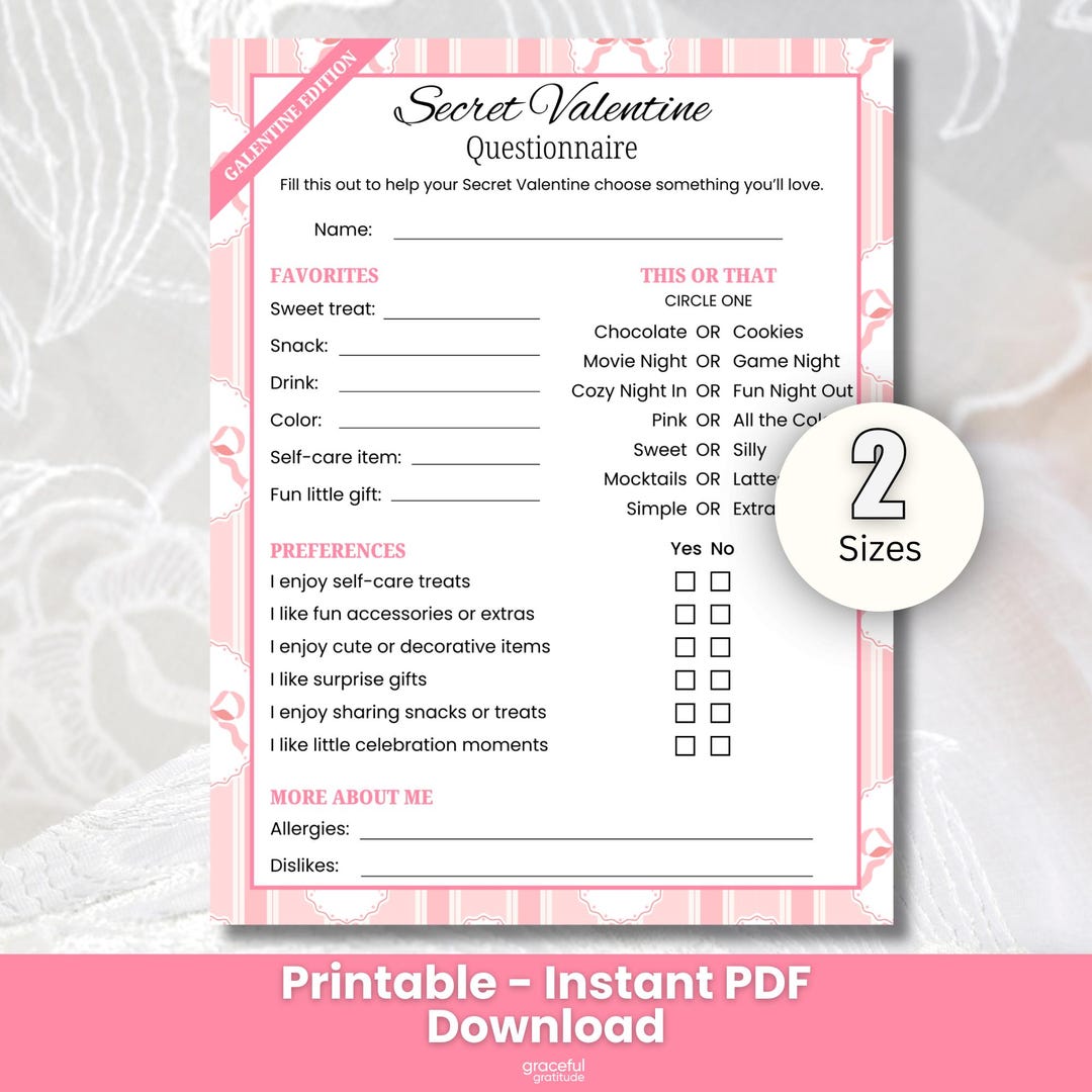 Secret Valentine Galentine's Edition Printable | Galentine Gift ...