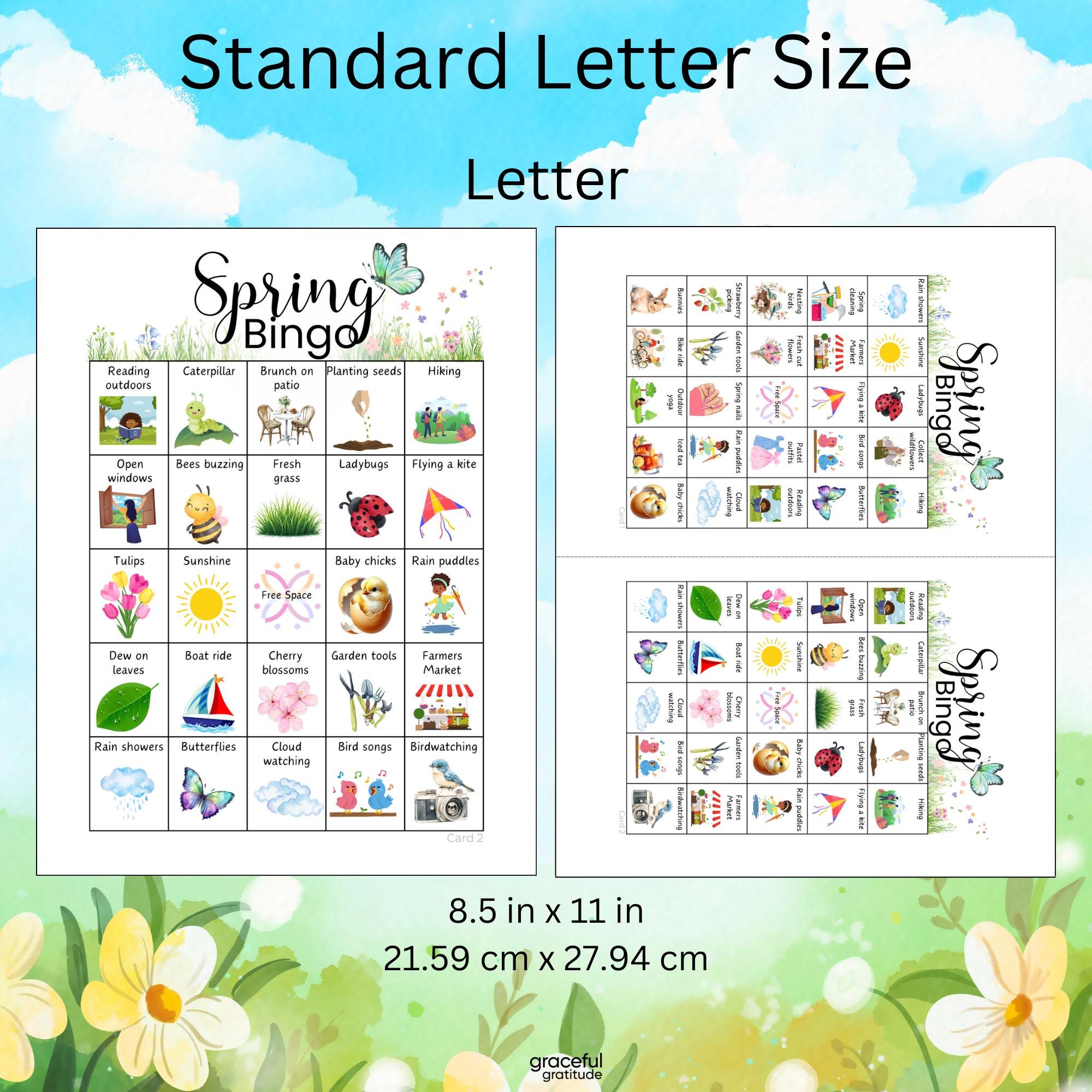 Spring Bingo, 30 Printable Spring Bingo Cards, Spring Party Game ...