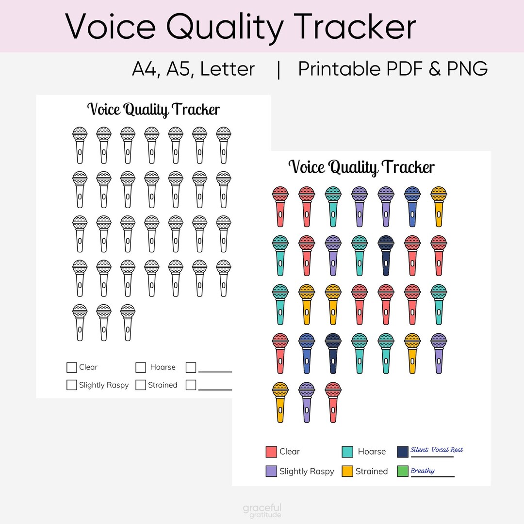 Voice Quality Tracker Printable Voice Tracker Digital Download - Etsy