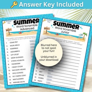 Summer Word Scramble Game Printable – Easy and Advanced Versions, PDF ...
