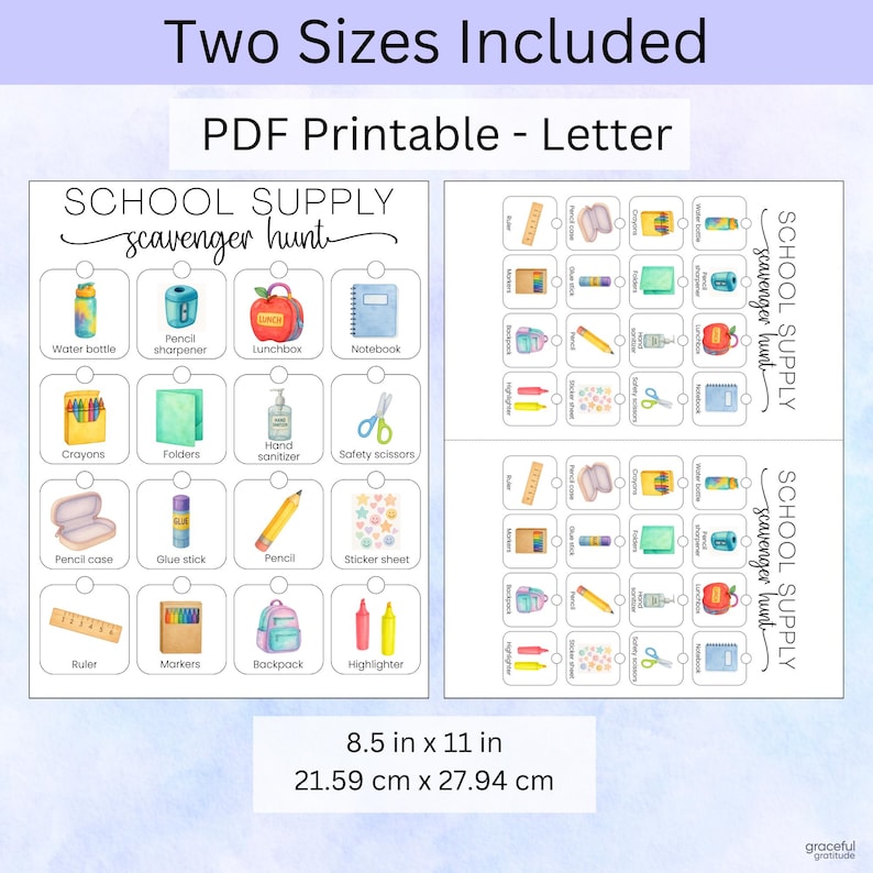 School Supply Scavenger Hunt Printable – Fun Back-to-school Activity ...
