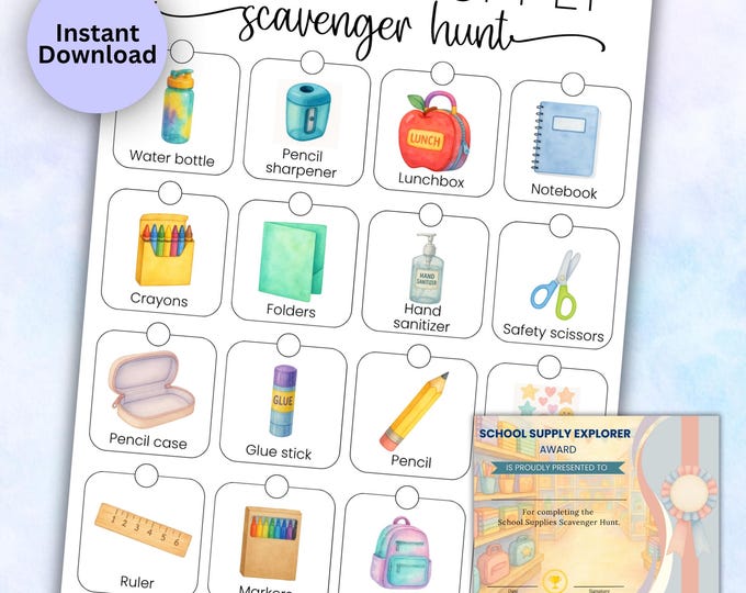 School Supply Scavenger Hunt Printable – Fun Back-to-school Activity ...
