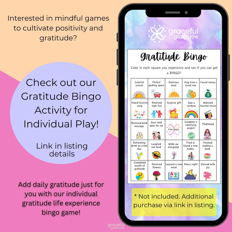 Group Gratitude Bingo Printable Mindfulness Activity Instant Download ...