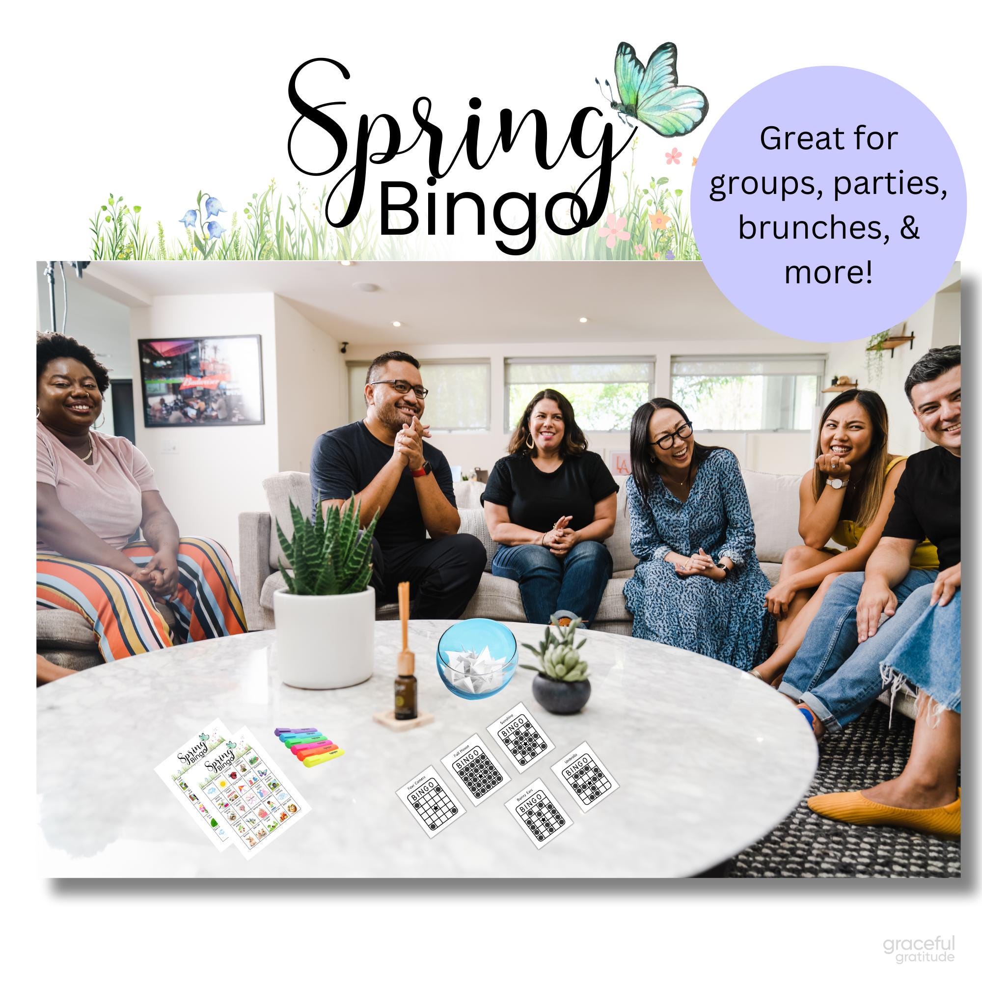 Spring Bingo Game, 30 Printable Cards, Springtime Party (PDF) - Etsy