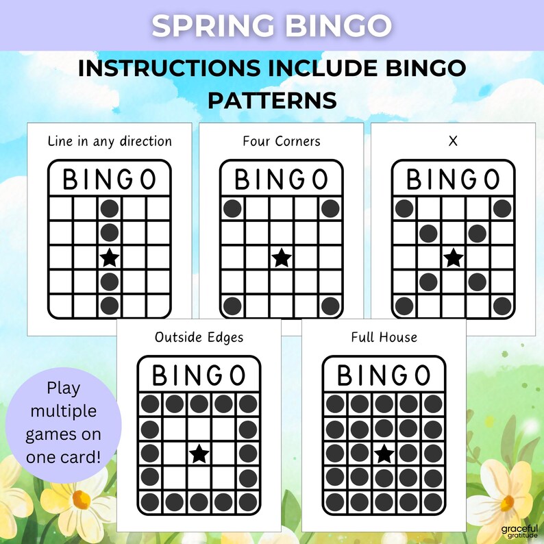 Spring Bingo, 30 Printable Spring Bingo Cards, Spring Party Game ...