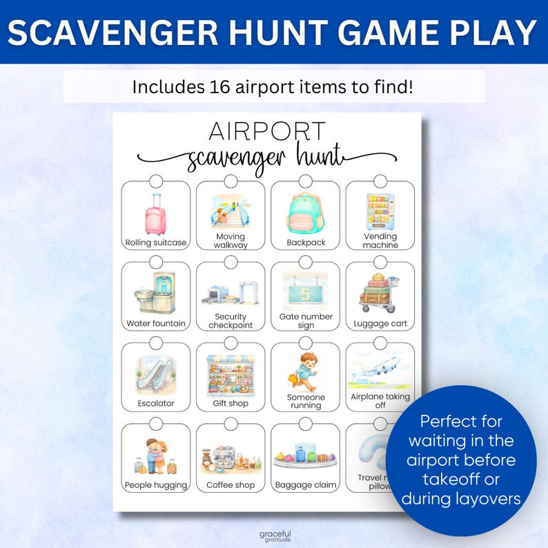 Airport Scavenger Hunt for Kids | Printable Airport Activity | Screen ...