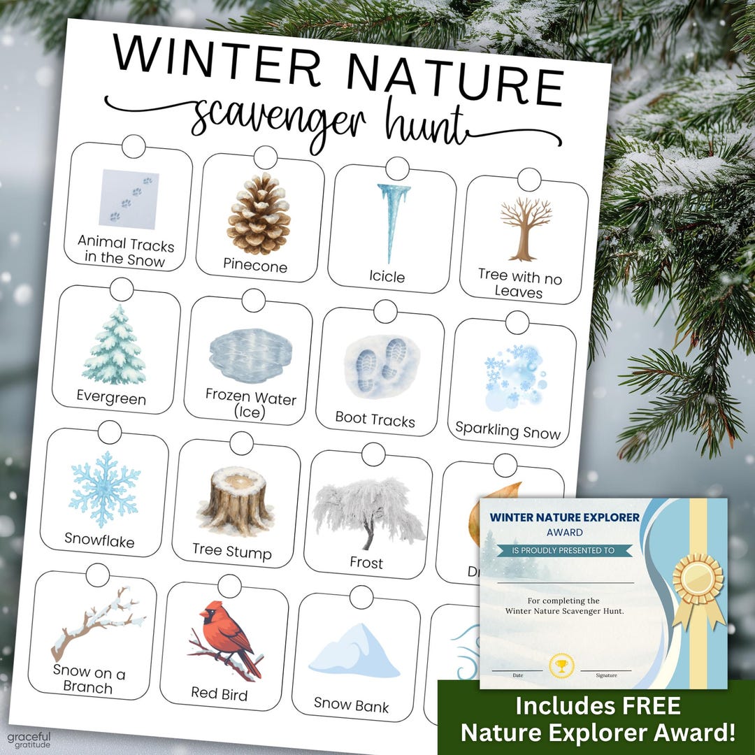 Winter Nature Scavenger Hunt Printable | Outdoor Activity for Kids ...
