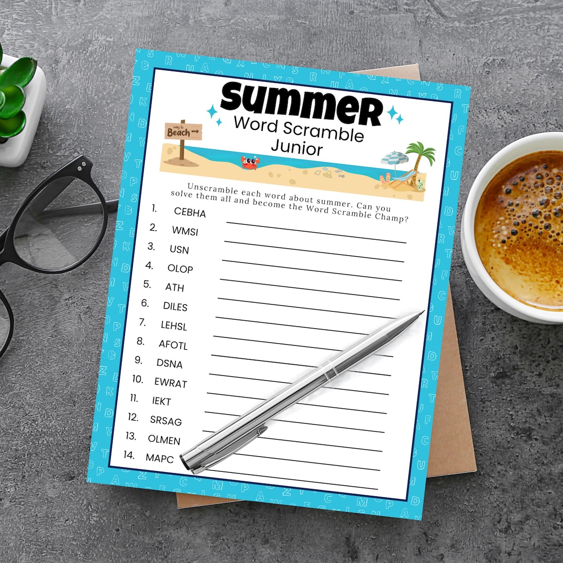 Summer Word Scramble Game Printable – Easy and Advanced Versions, PDF ...