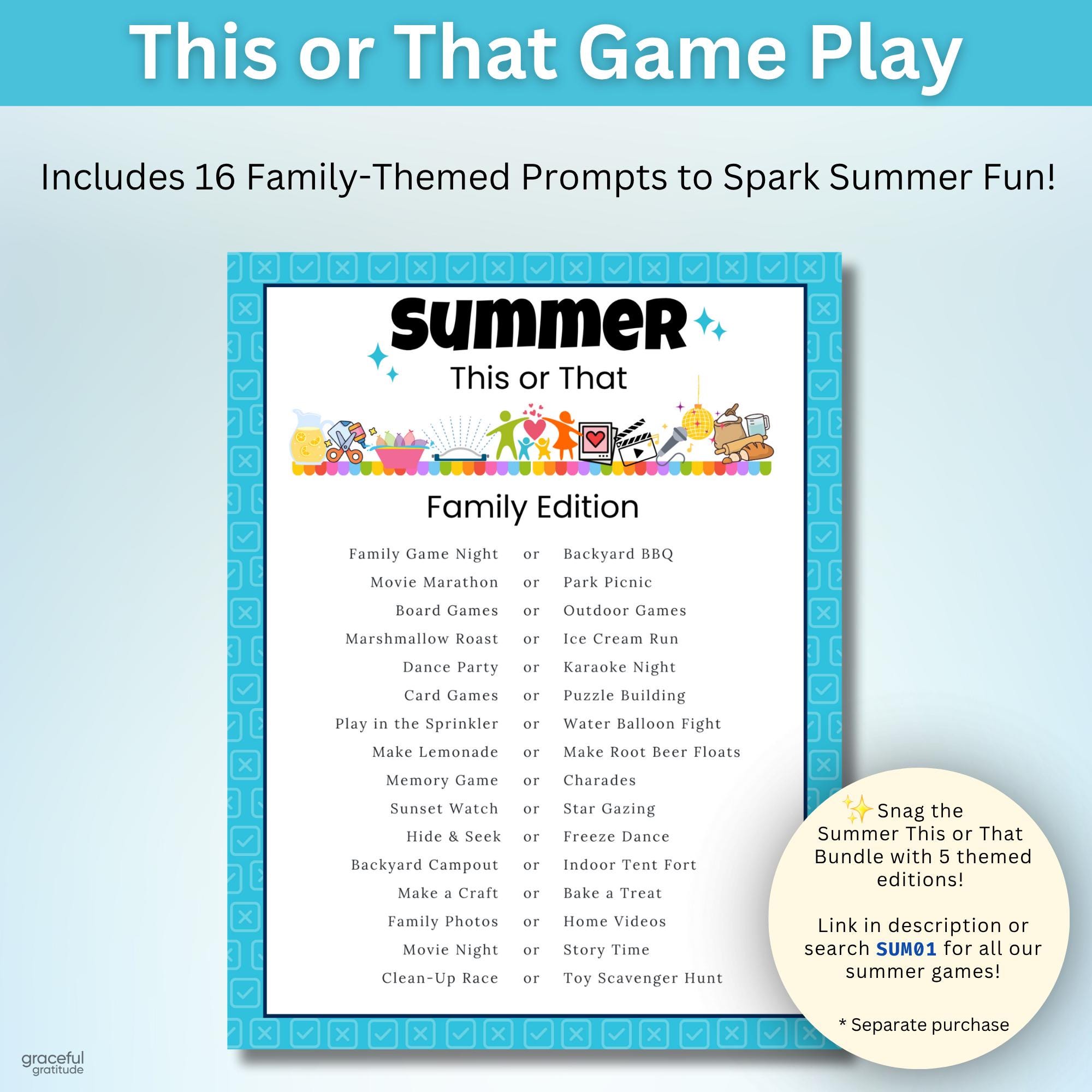 Family This or That Printable Game - Summer Party Game for Kids, Adults ...