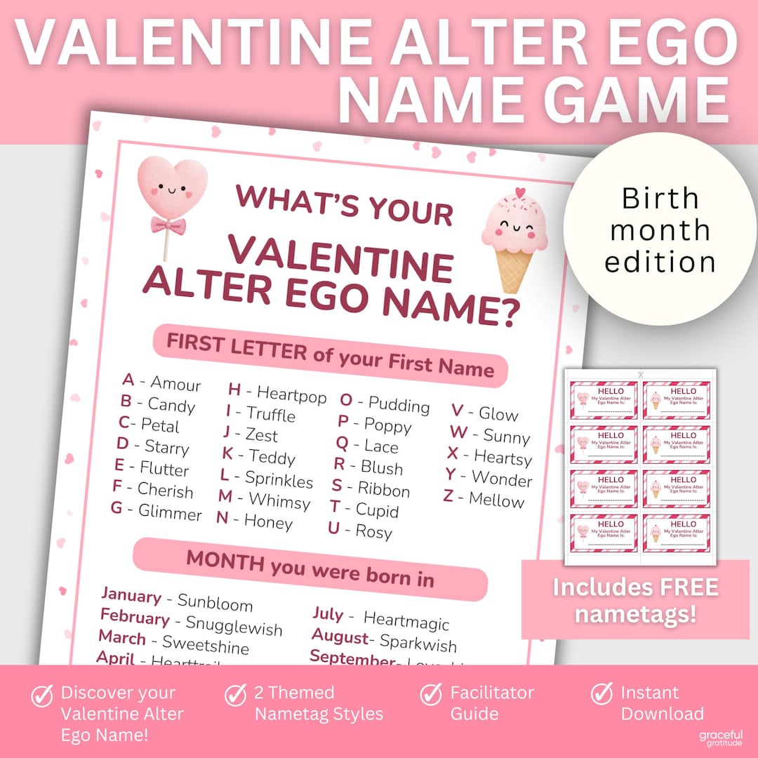 Valentine Name Game Printable | Birth Month Name Generator | Valentine ...