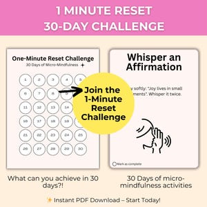 One-minute Reset 30 Day Challenge | 30 Day Printable Mindfulness Deck ...