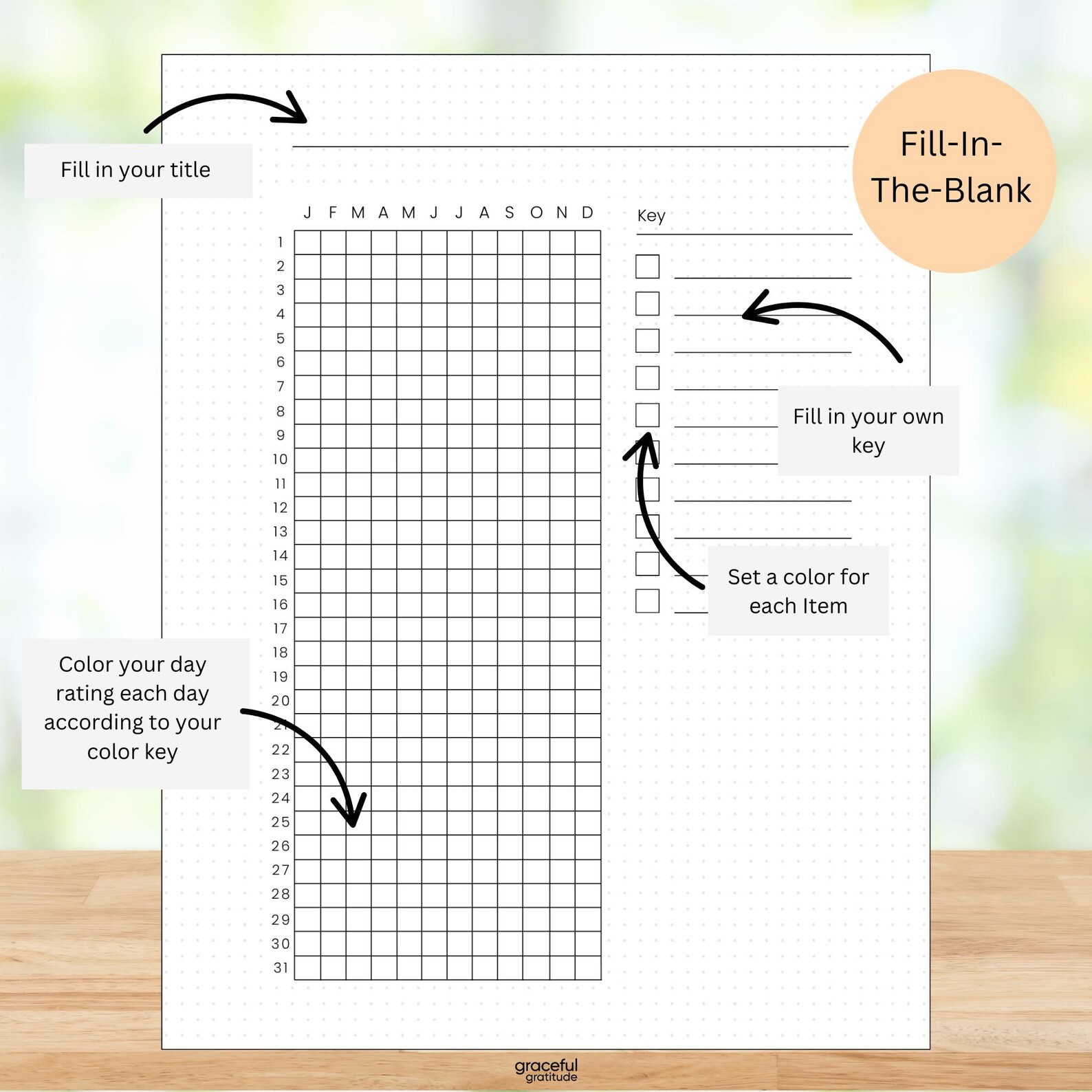 Year in Pixels Printable Fill-in-the-blank | PDF, PNG | 3 PDF Sizes ...
