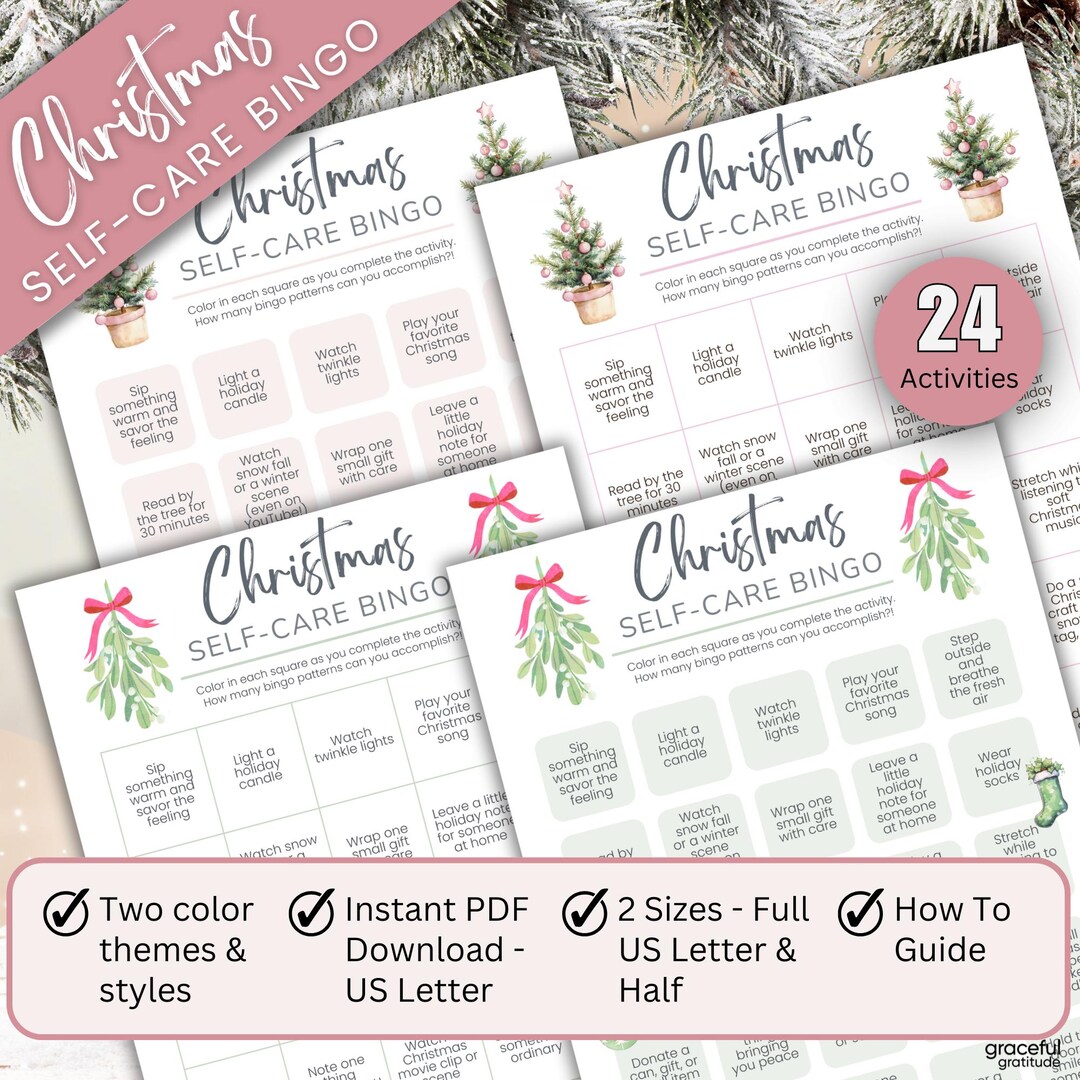 Christmas Self-care Bingo Tracker | Printable Mindfulness Game ...