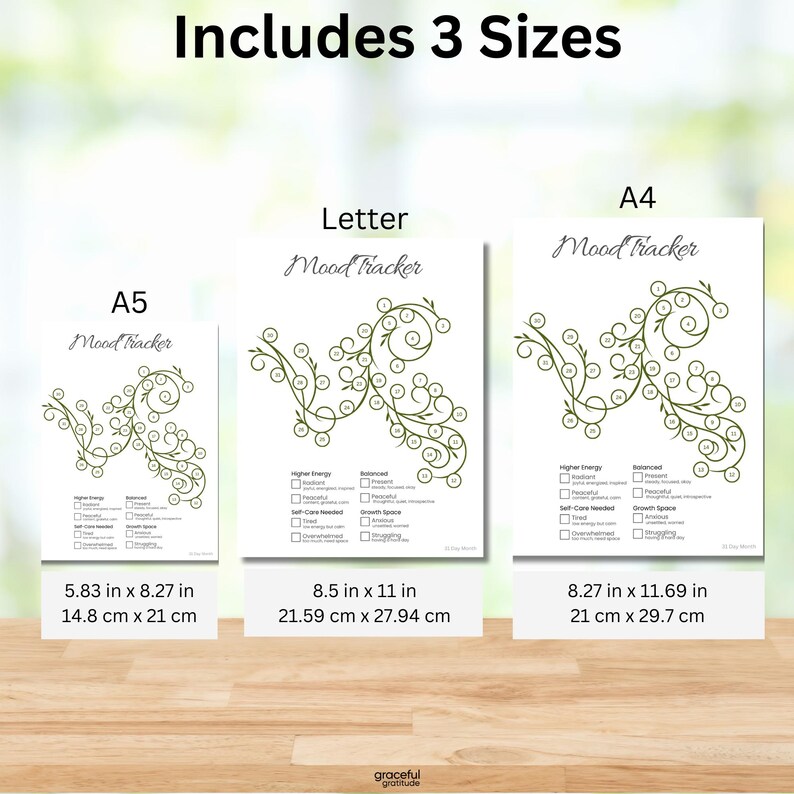 Mood Tracker Printable Vine Edition & Digital for Mental Health ...