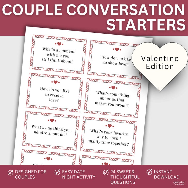 Valentine Conversation Cards for Couples | Meaningful Relationship ...