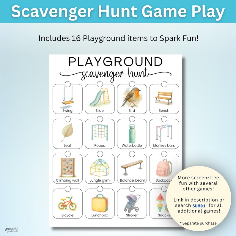 Playground Scavenger Hunt Printable | Outdoor Activity for Kids ...