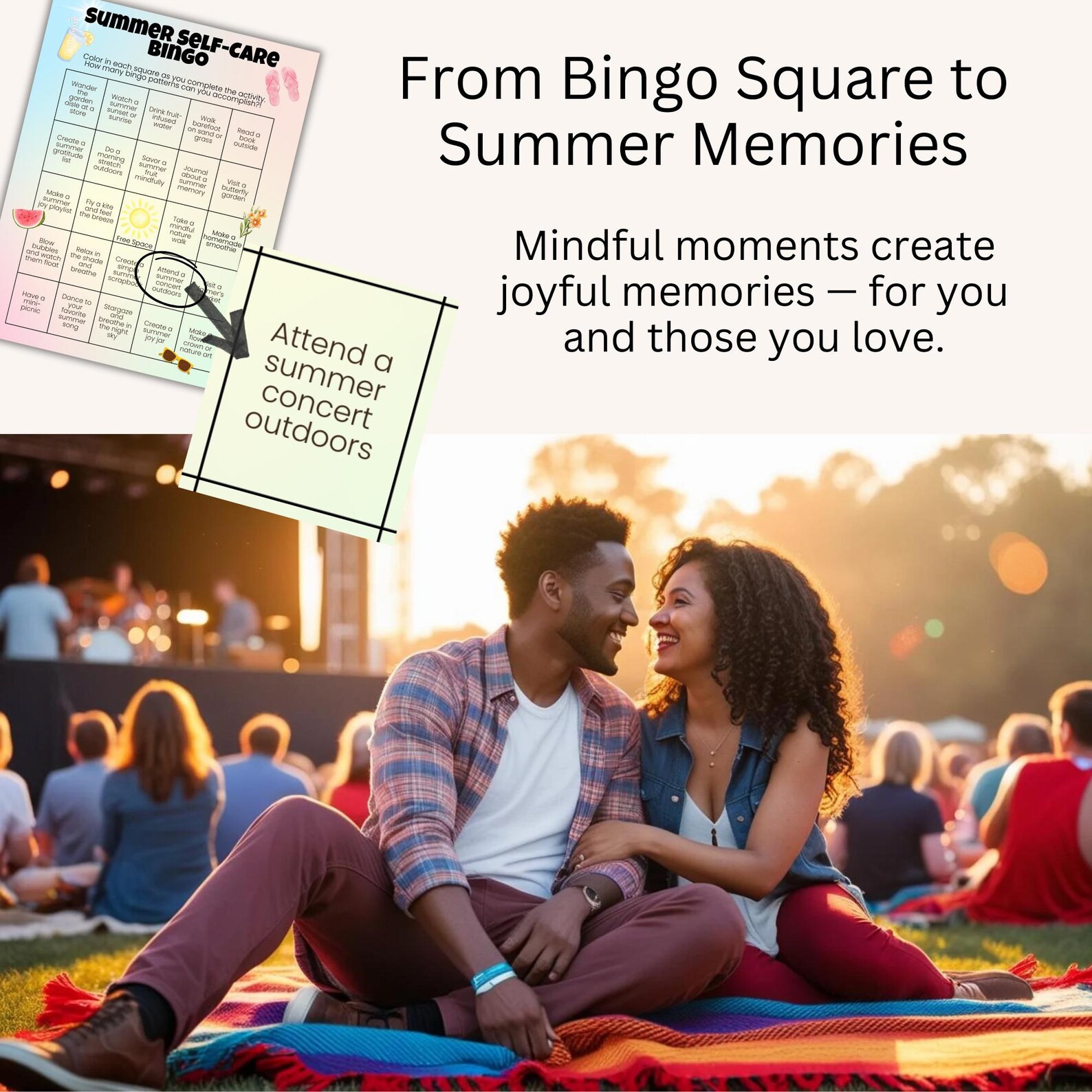 Summer Self-care Bingo Tracker | Printable Mindfulness Game | Personal ...