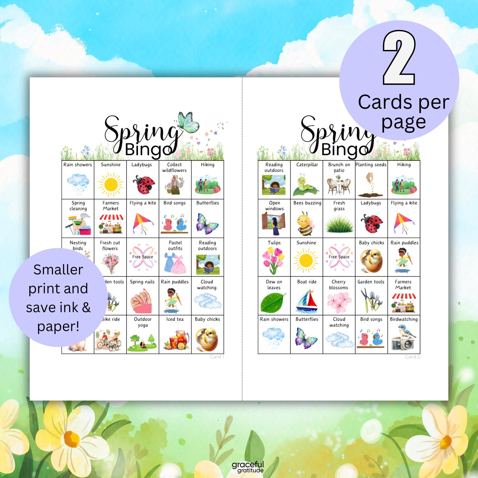 Spring Bingo, 30 Printable Spring Bingo Cards, Spring Party Game ...