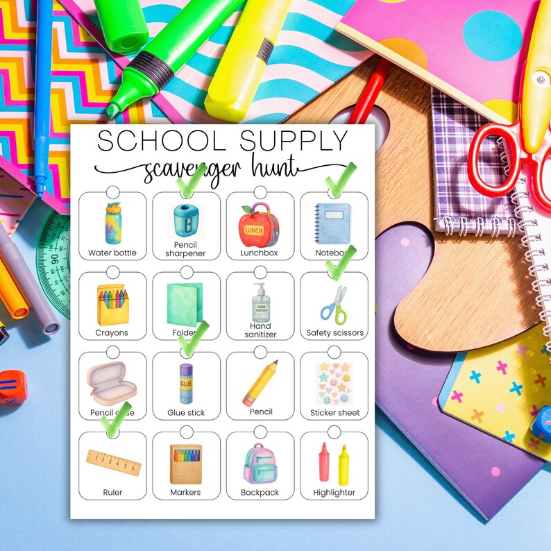 School Supply Scavenger Hunt Printable – Fun Back-to-school Activity ...