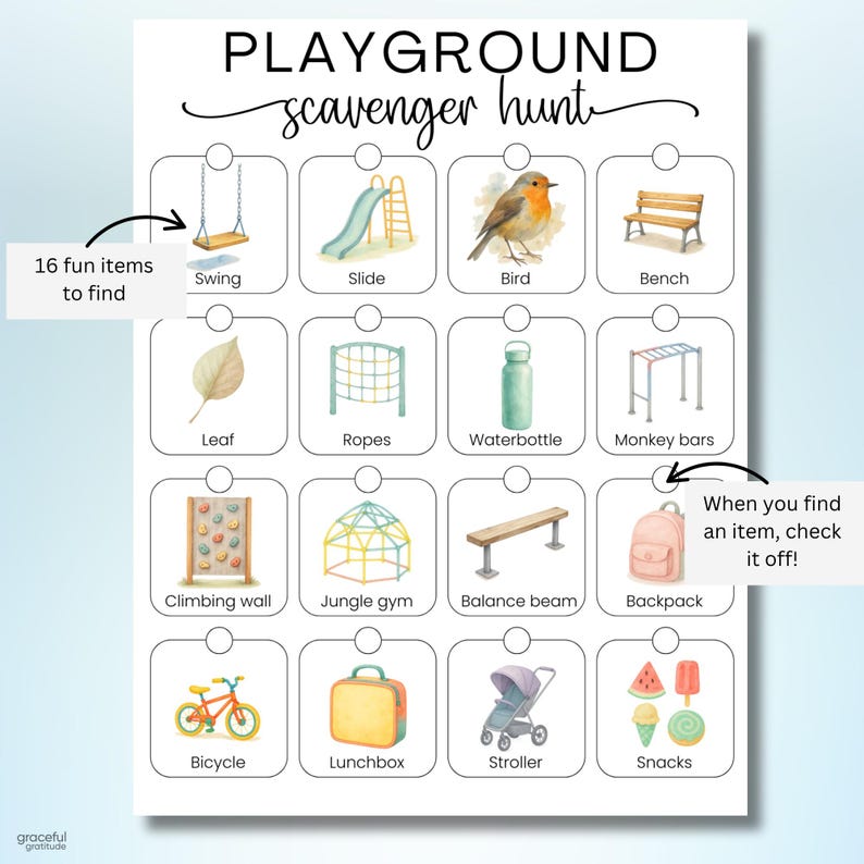 Playground Scavenger Hunt Printable | Outdoor Activity for Kids ...