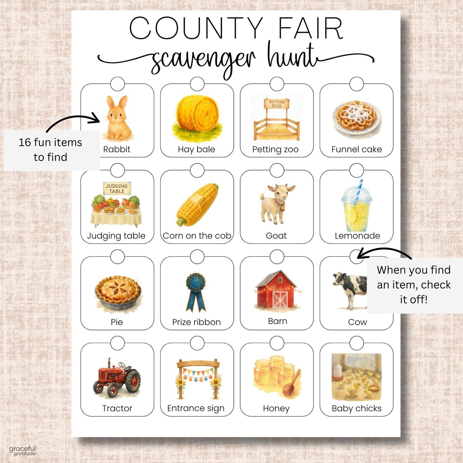County Fair Scavenger Hunt Printable | Outdoor Activity for Kids ...