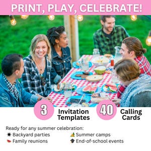 Summer Bingo Game – 30 Printable Cards for Parties, Bbqs, Classrooms ...