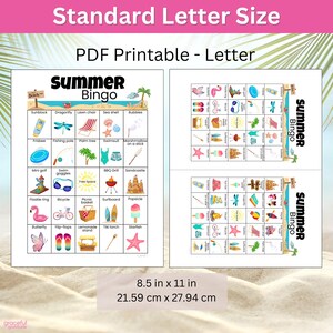 Summer Bingo Game – 30 Printable Cards for Parties, Bbqs, Classrooms ...