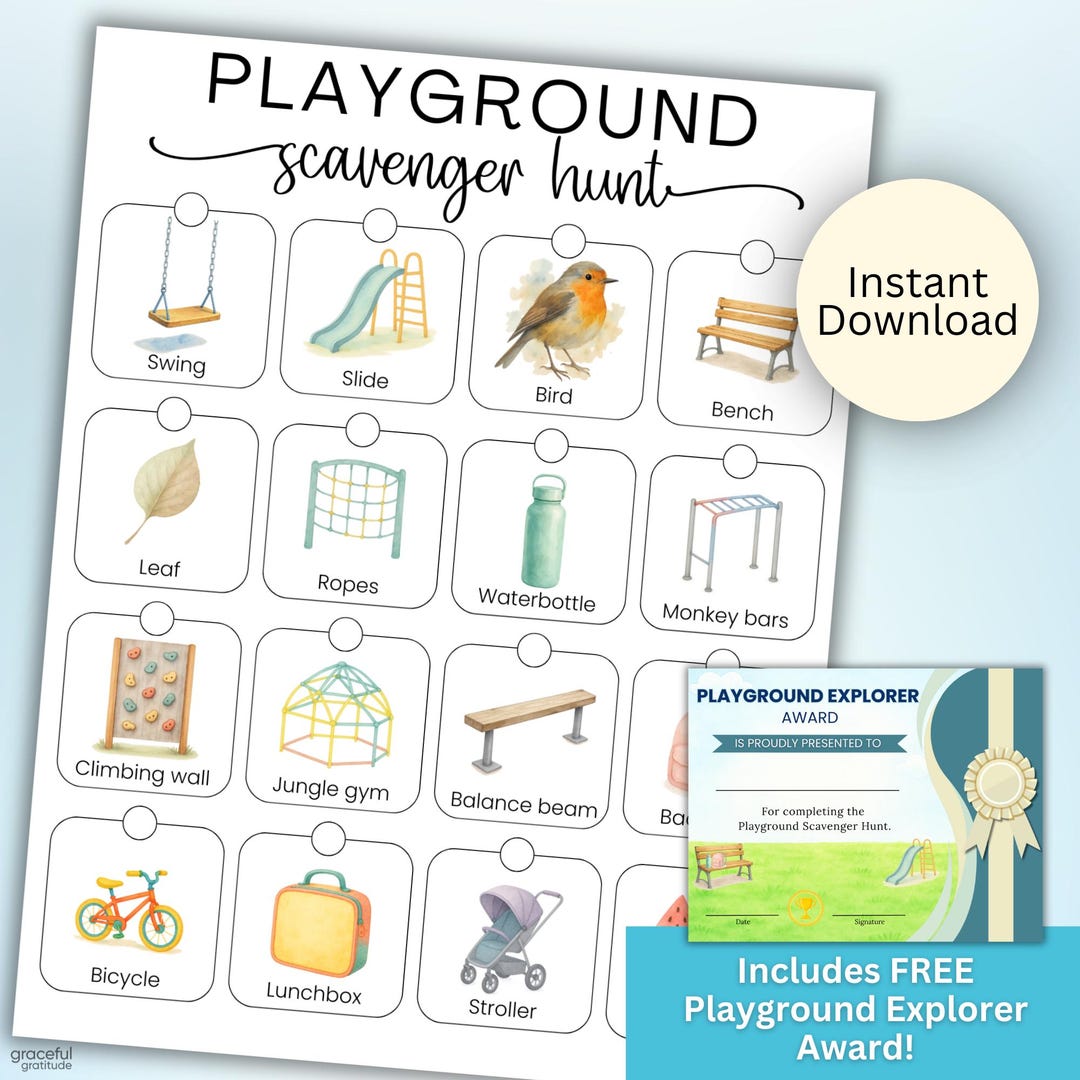Playground Scavenger Hunt Printable | Outdoor Activity for Kids ...