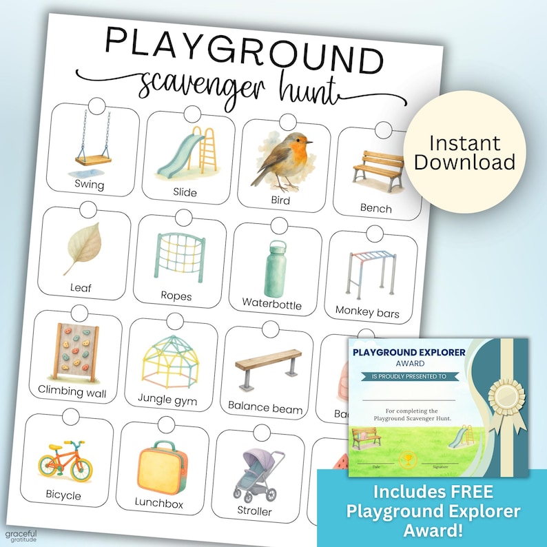 Playground Scavenger Hunt Printable | Outdoor Activity for Kids ...