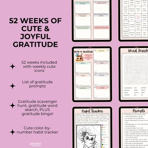 Cute Gratitude Journal BUNDLE Weekly Layout Gratitude Prompts Instant ...