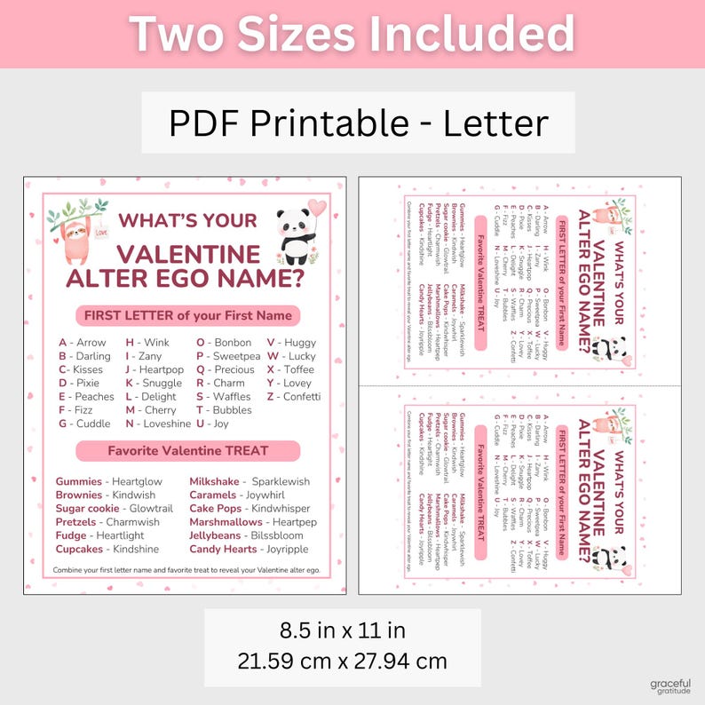 Valentine Name Game Printable | Favorite Treat Name Generator ...