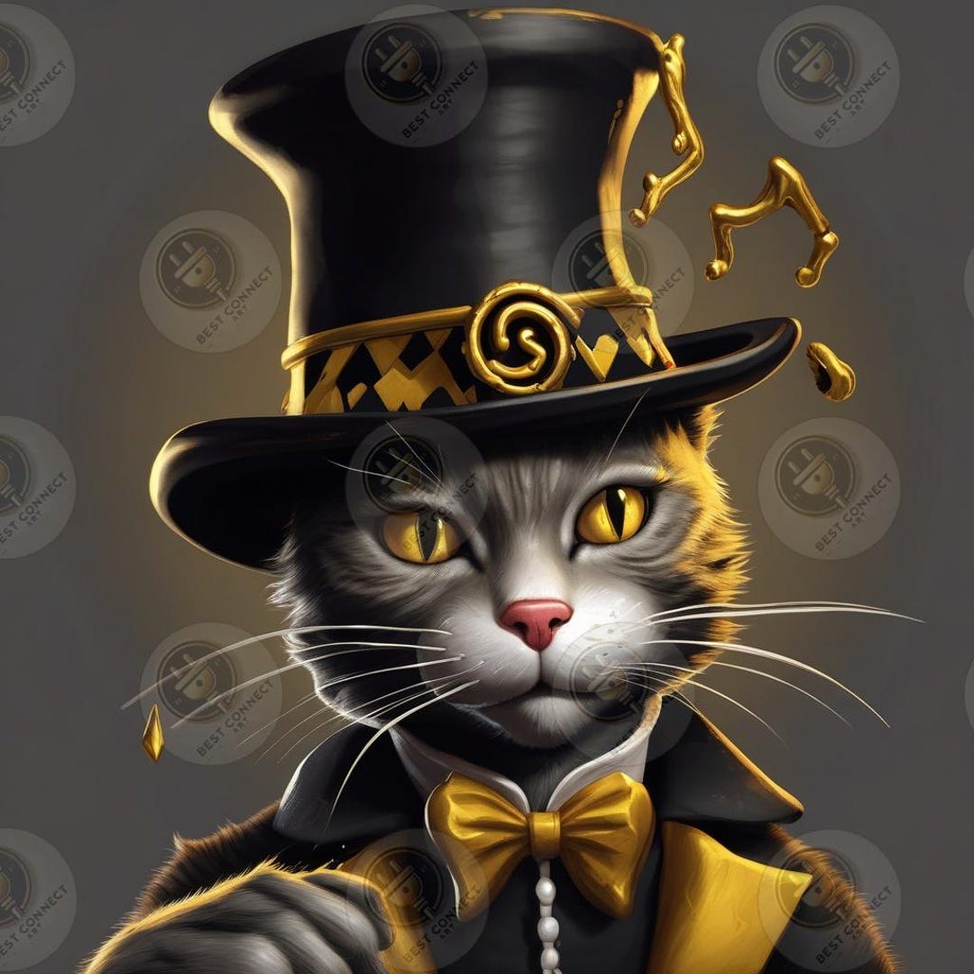 Magic Cat Art Print - Mystical Feline Poster, Witchy Cat Wall Decor ...