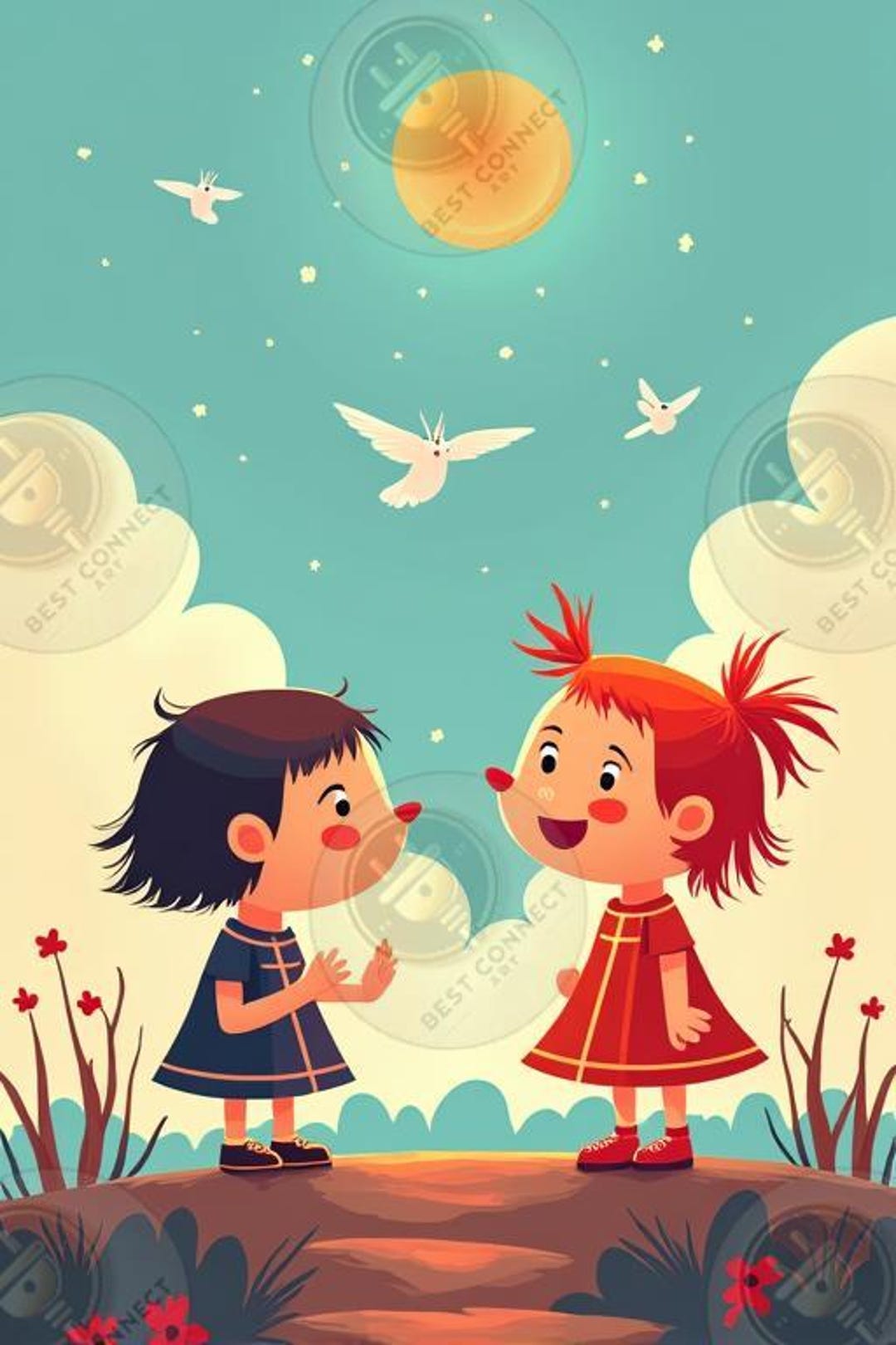 Friendship Art Print - Heartwarming Best Friends Wall Decor, Friendship ...