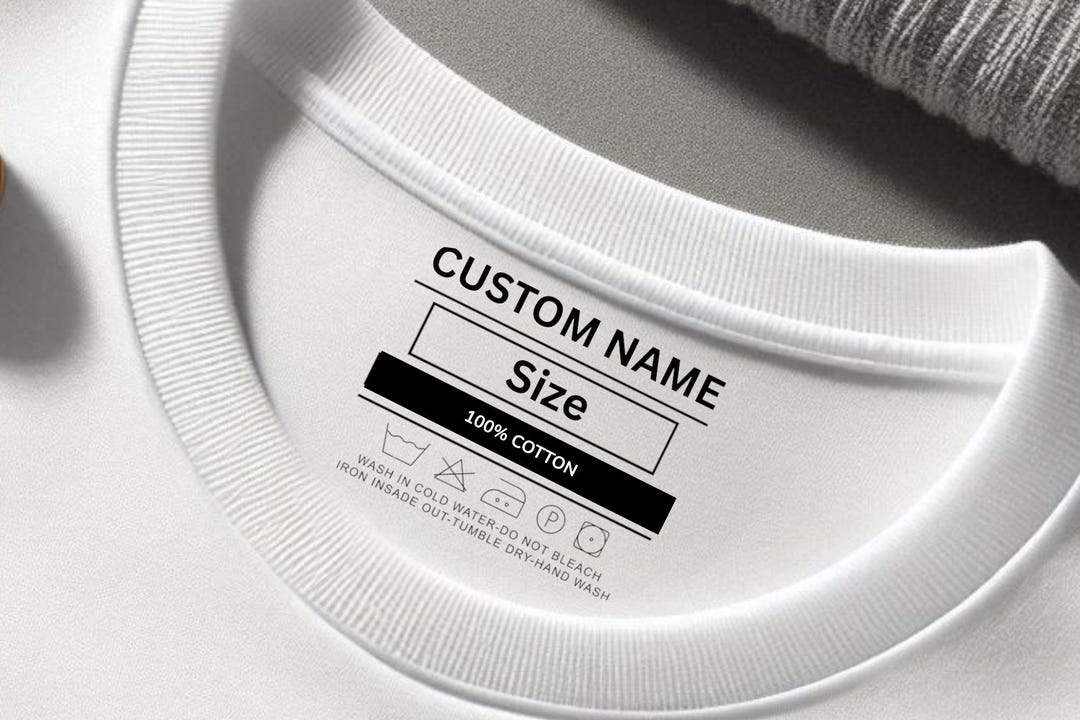 Printed Custom DTF Neck Tag Transfers – Pack, Iron-on Clothing Labels ...