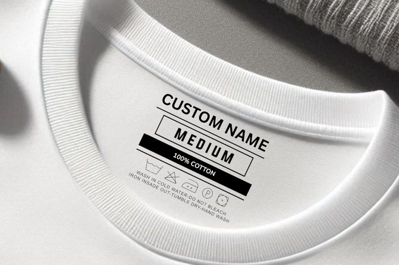 Printed Custom DTF Neck Tag Transfers – Pack, Iron-on Clothing Labels ...