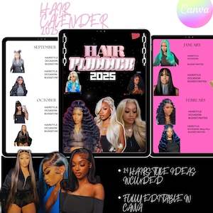 2025 Viral Hairstyle Calendar, Viral Hair Calendar, Digital Planner ...