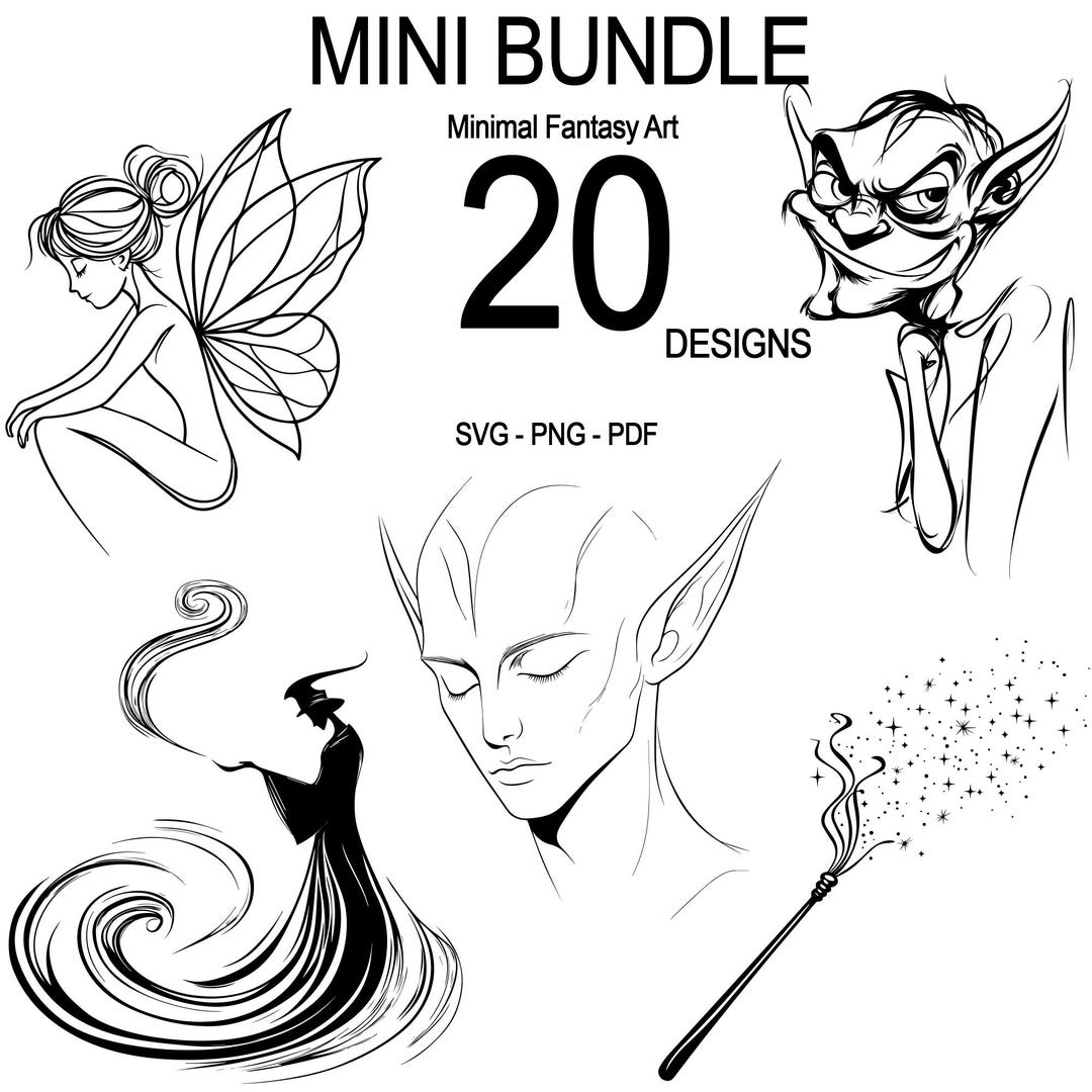 Mini Fantasy SVG Bundle, Instant Download, Printable Art, Digital ...