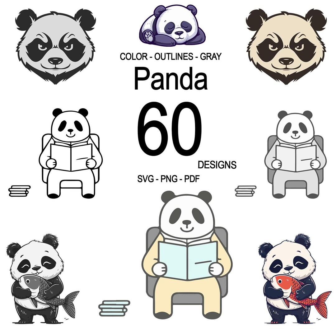 Panda Sheet SVG, Printable Art, Instant Download, Digital Art, PDF, PNG ...