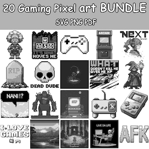 Pixel Gaming Bundle, SVG, Instant Download, Printable Art, Digital ...
