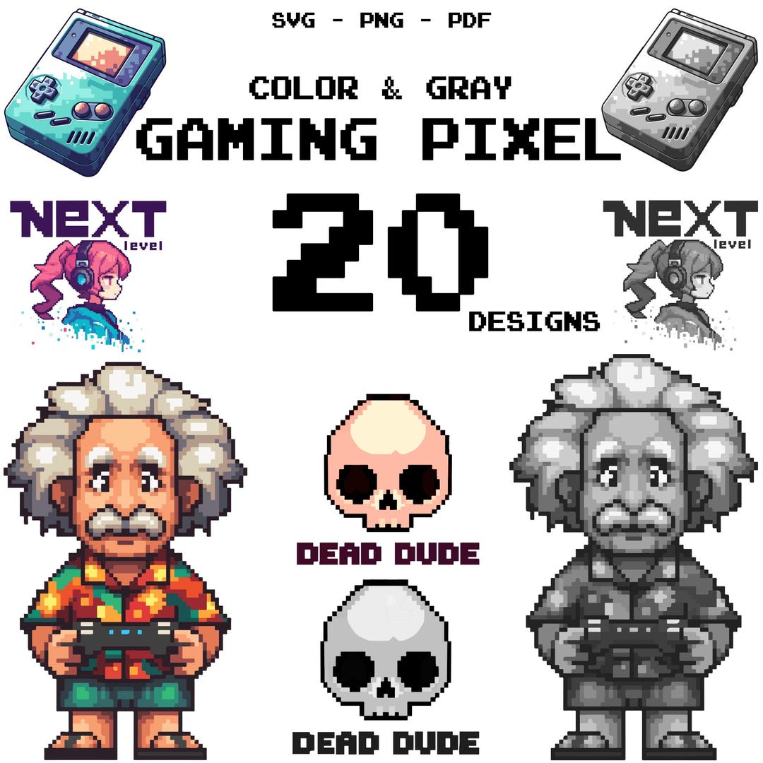 Pixel Gaming Bundle, SVG, Instant Download, Printable Art, Digital ...