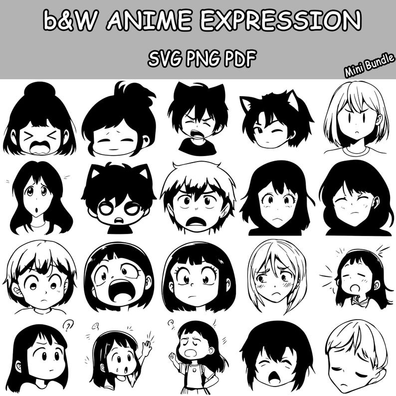 Anime Expression SVG, Instant Download, Printable Art, Digital Download ...